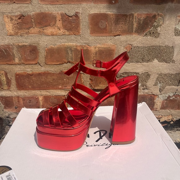 Dolls Kill | Shoes | Dolls Kill Red Metallic Tacy Platform Sandals ...
